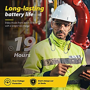 MIPEACE Bluetooth Work Earplugs Headphone, Wireless in-Ear Noise Isolating Earbuds,29dB Noise Reduction Headphone with Mic and Control,19+ Hours Battery for Lawn Mowing Industrial Construction(Black)