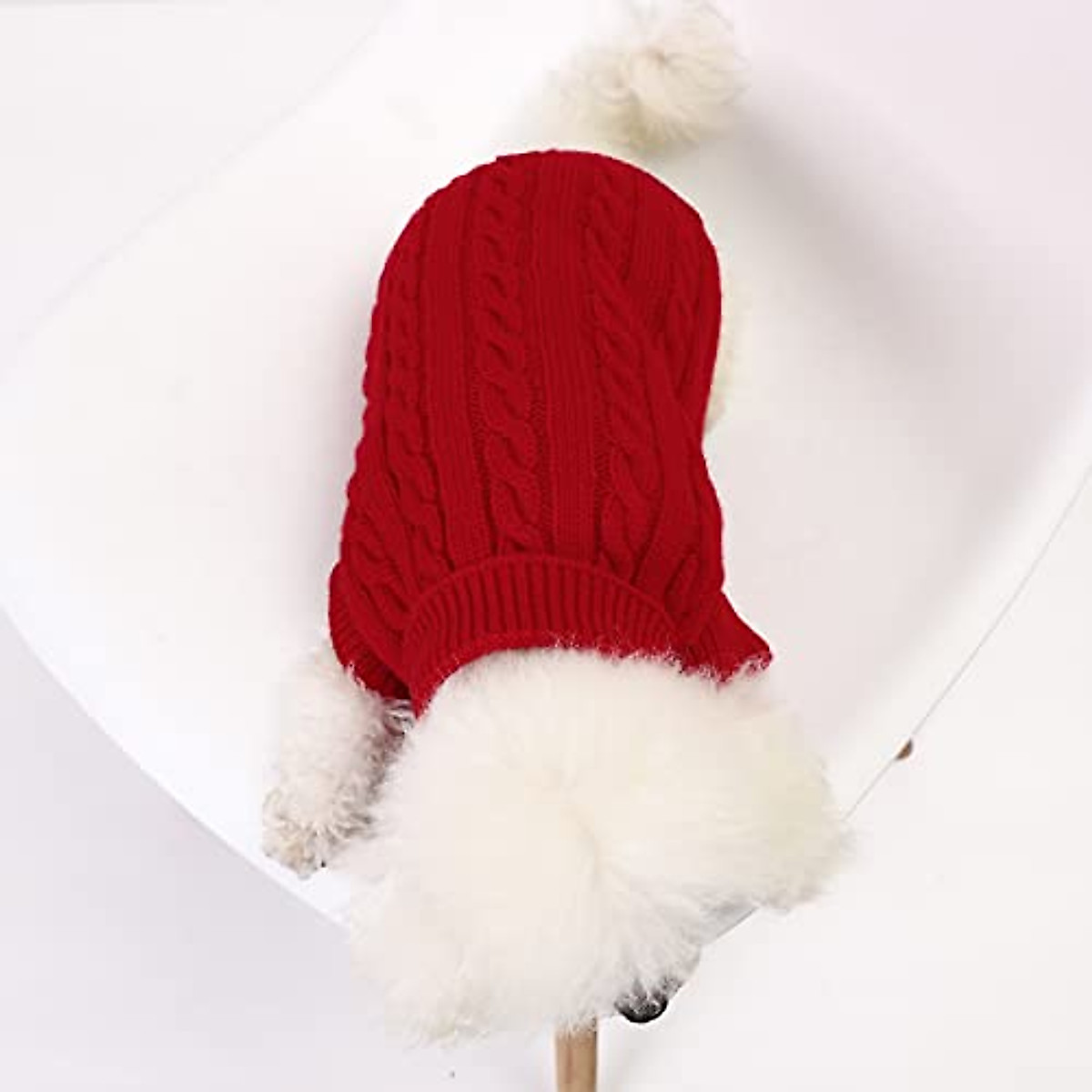 Neiwech Small Dogs Pet Sweaters Solid Color Stereoscopic Soft Puppy Knitted Sweatshirts Doggy Pullover Winter Warm Pup Clothes Bright Red S