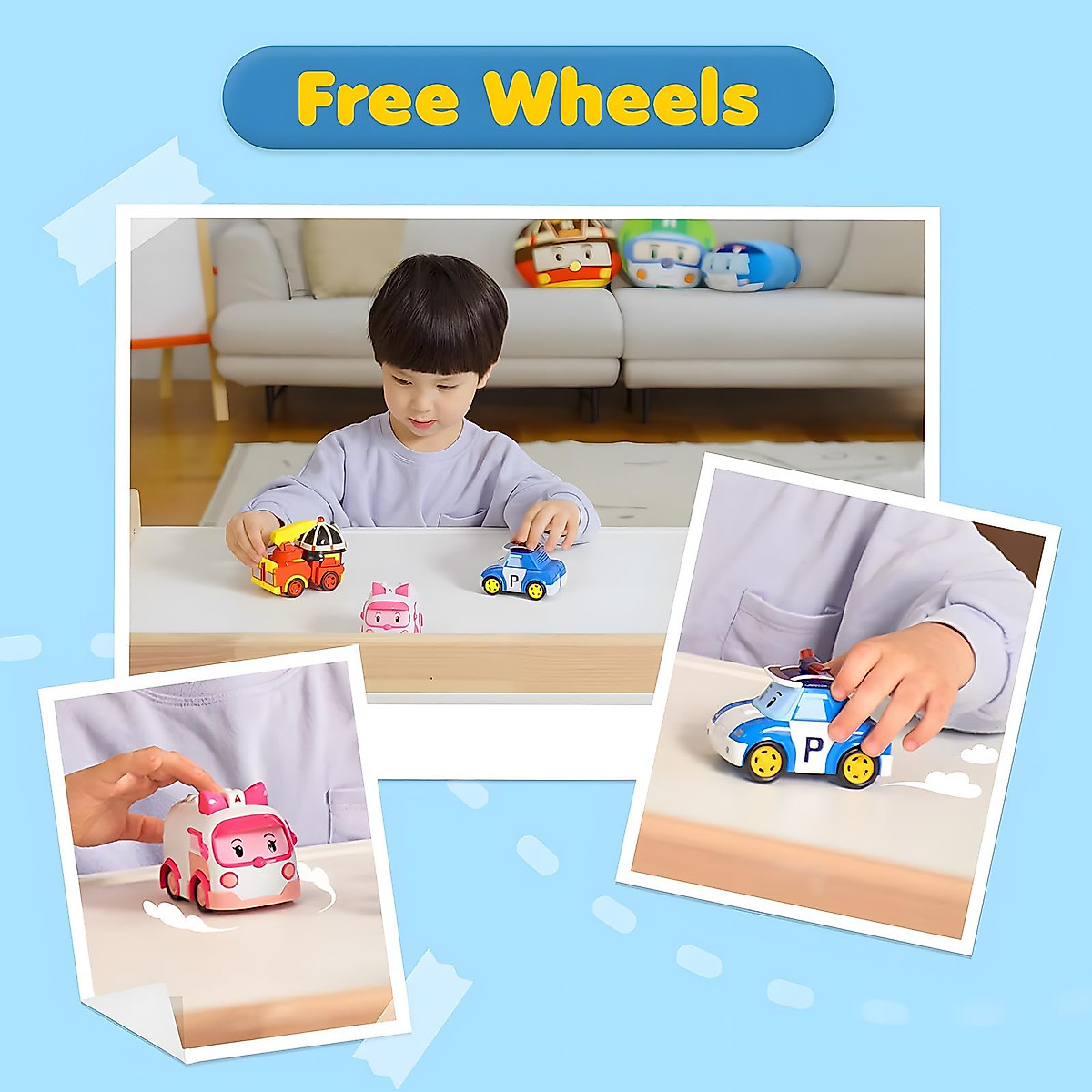 Robocar Poli 2 Pack Poli + Helly Transforming Robot Toys, 4" Transformable Action Figure Toy,Emergency Vehicle Playset, Holiday Birthday Rescue Team Car Toys Gift for Boys Girls Age 1 2 3 4 5