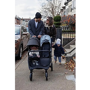 Slim Twin Stroller 2024, Double Stroller, Font Bar, Easy to Fold, Large Canopy Cover (Licorice)