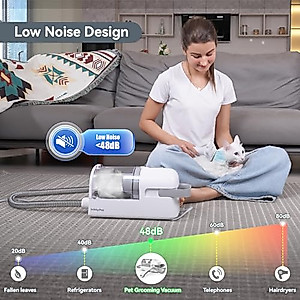 lvittyPet Dog Grooming Kit & Pet Hair Vacuum(Low Noise) Pet Grooming Vacuum with Powerful Suction 1.8L,5 Pet Grooming Tools for Dogs Vacuum for Shedding Grooming