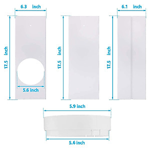 TOPOWN Ac Window Vent Kit Slide Kit Plate for Portable Air Conditioner Vertical/Horizontal PVC Seal Bracket -Adjustable Length-with 5.9"/15cm Adaptor Suitable for Mobile Air Conditioner