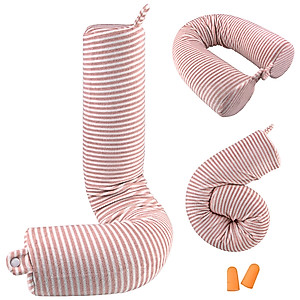 Twist Memory Foam Travel Pillow for Neck, Chin, Lumbar and Leg Support-for Travling on Airplane, Train, Bus or at Home-Adjustable, Bendable Roll Pillow with Washable Soft Cover