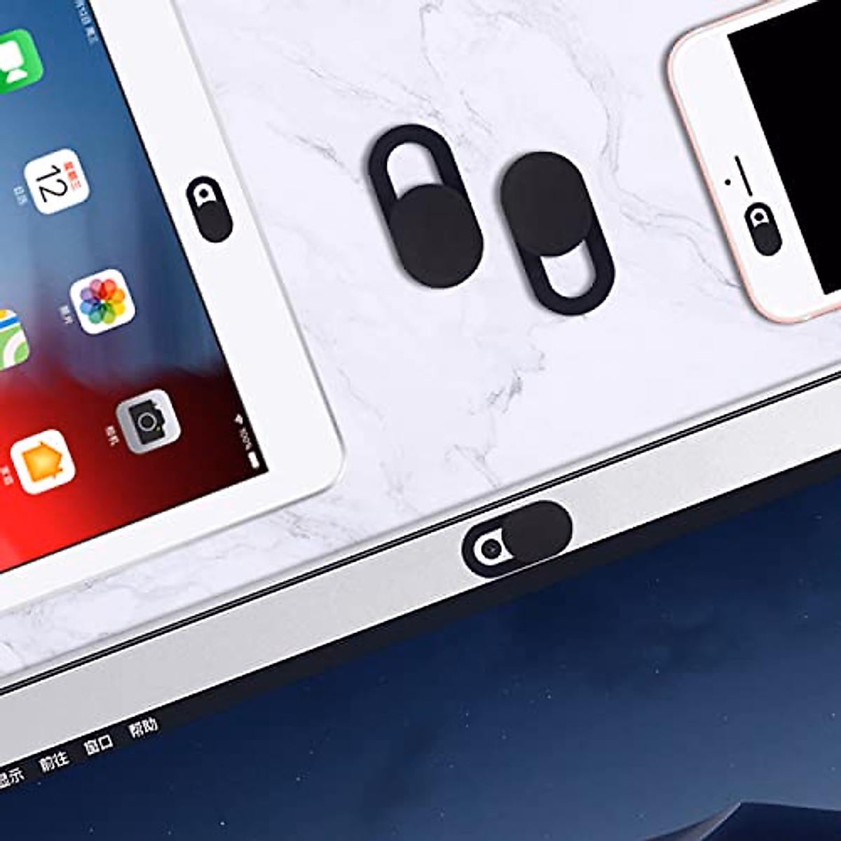 RIENER 30 Pcs Camera Cover, Webcam Cover Slide, Ultra-Thin Webcam Cover Slide for Laptop, MacBook, PC, Cell Phone and More Accessories，Protect Your Privacy and Security(Black)