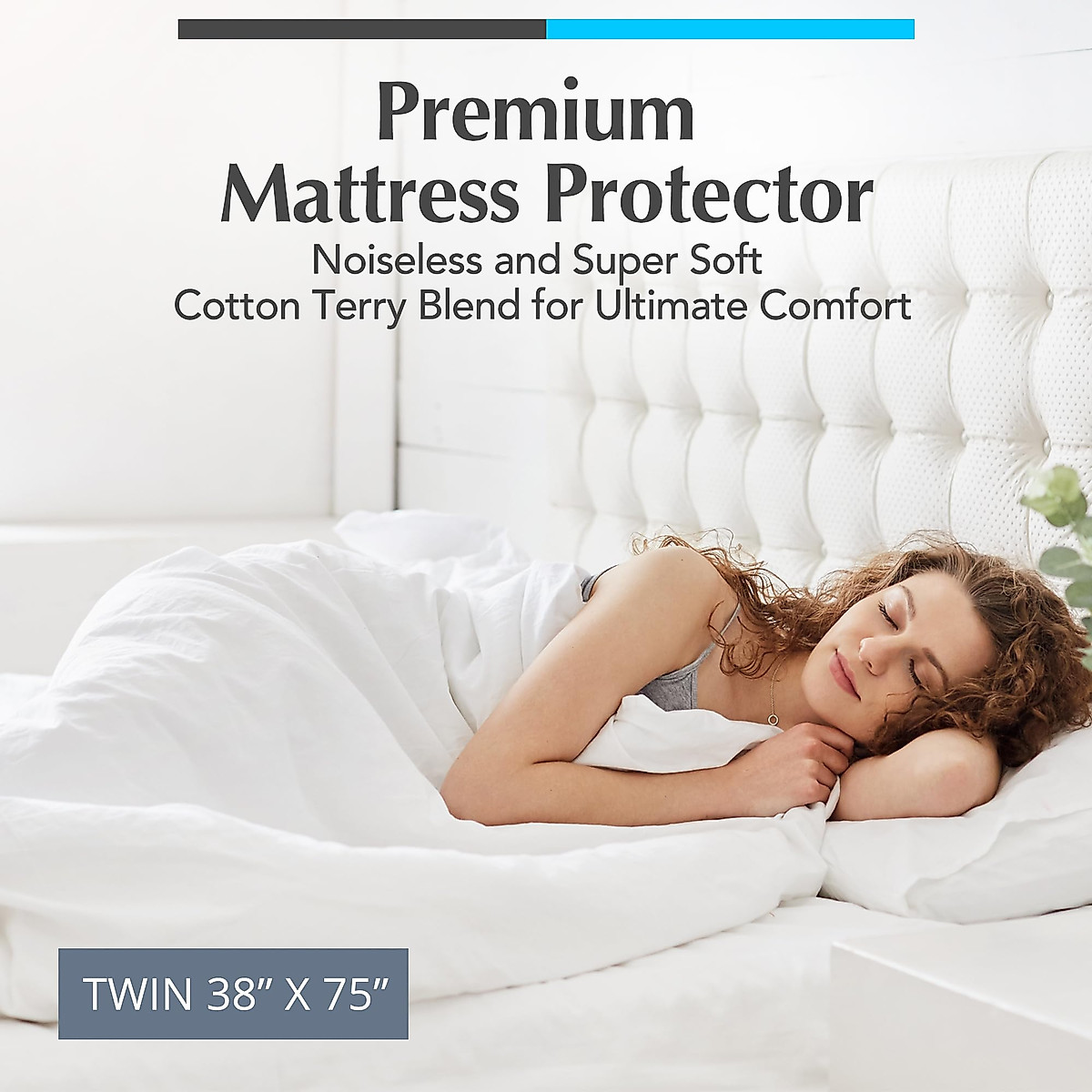 Twin Mattress Protector - Waterproof, Breathable, Blocks Allergens, Smooth Soft Cotton Terry Cover. The Premium Mattress Protector Will Surely Increase The Life of Your Mattress. (Twin)