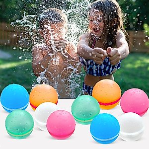 12 Pcs Reusable Water Balloons for Kids Adults, Quick Fill Magnetic Silicone Water Bomb, Outdoor Activities Water Games Toy Outside Summer Pool Party Supplies (12 Pcs)