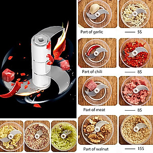 Vshinic Electric Mini Garlic Chopper,Food Processor,Portable Cordless Garlic Mincer Masher,Meat Grinder with USB Charging For Vegetable,Chili,Fruits,Ginger,Baby Food,Seasoning 250ml(White)