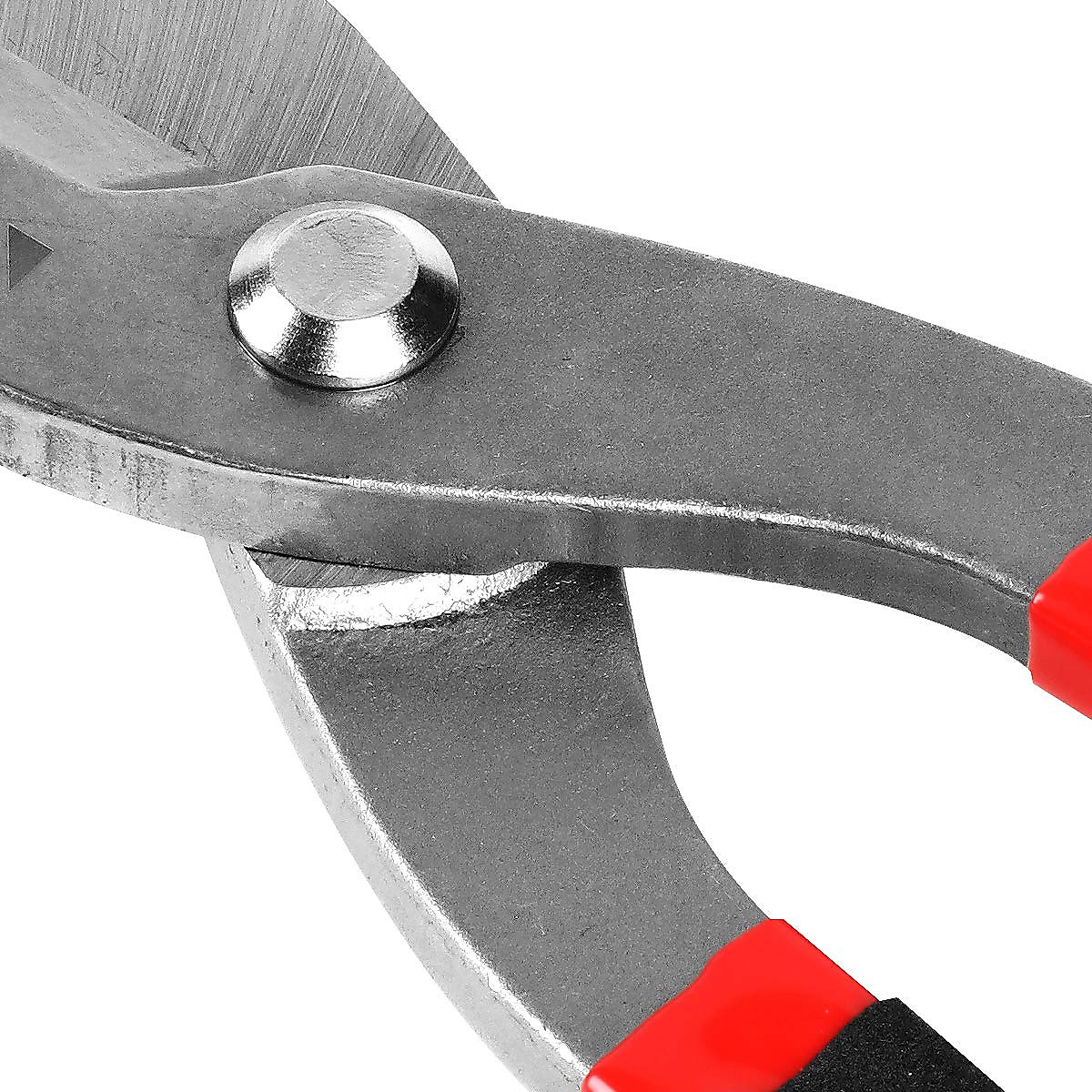 DNA Motoring TOOLS-00119 Straight Cut Tin Snip Shears, Heavy Duty High Carbon Steel with Vinyl-Dipped Handles, 10", Black/Red