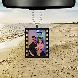 souleather Personalized Acrylic Memory Film Car Pendant, Ideal for Anniversary, Wedding, Birthday, Unisex, Circle, Handmade, Car Decoration