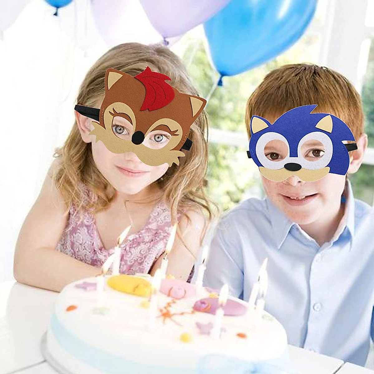 12 Packs Hedgehog Felt Masks Party Favors for Kid - Hedgehog Themed Party Supplies Birthday Cosplay Mask Photo Booth Prop Cartoon Character Cosplay Birthday Gift for Children Boys Girls