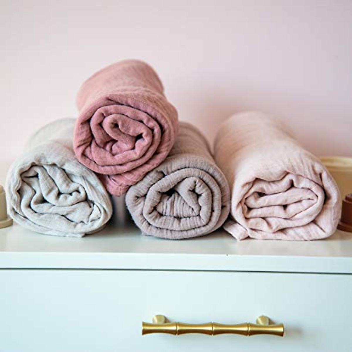 Ely's & Co. Cotton Muslin Swaddle Blanket 2-Pack for Baby Girl — 100% Cotton Muslin Extra-Large Swaddle Blankets (47” x 47”) Cranberry & Rosewater Pink