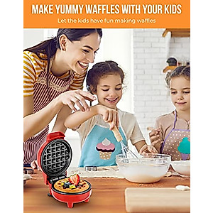 Mini Waffle Maker, Small Waffles Iron Keto Chaffles Single Compact Design Nonstick, Breakfast, Snacks, Hash Browns, 4 Inch Red 550W BLAZANT