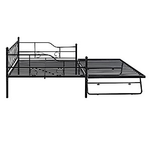 LUSPAZ Full Size Extendable Bed with Pop Up Trundle, Twin to King Daybed with Pull Out Trundle for Adults, Kids