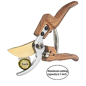 S.yeoo 8" Gardening Shears, Professional Bypass Pruner Hand Shears, SK5 Stainless Steel Blade, Clippers for Plants, Gardening, Trimming, Garden Tools (Wood Grain)