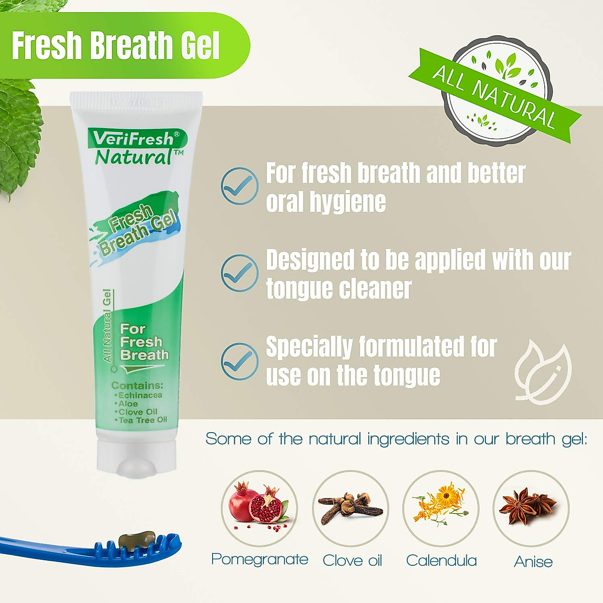 Fresh Breath Kit for Bad Breath - Tongue Scraper & Cleaner with Cleaning Gel – All Natural Treatment