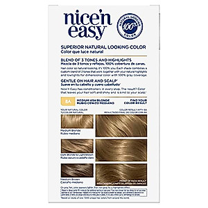Clairol Nice'n Easy Permanent Hair Dye, 8A Medium Ash Blonde Hair Color,1 Count (Pack of 3)