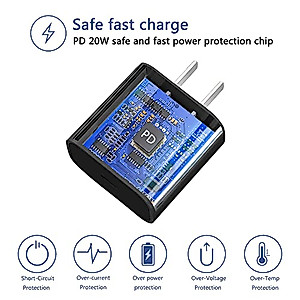 iPhone Fast Charger, [Apple MFi Certified] 20W PD USB C Wall Charger Block Power Adapter with 6FT Type C to Lightning Cable Cord for iPhone 14/14 Pro Max/13/13Pro/12/12 Pro Max/11/11Pro/XS/XR/X Black