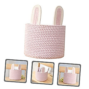 Alasum Rabbit Ear Storage Basket Woven Hamper Basket for Clothes Basket for Toys Sundries Basket Blanket Jute Rope Basket Clothes Table Storage Box Storage Organizer for Toy Home Basket