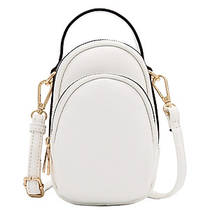 FashionPuzzle Two Compartment Phone Crossbody Mini Bag (White)