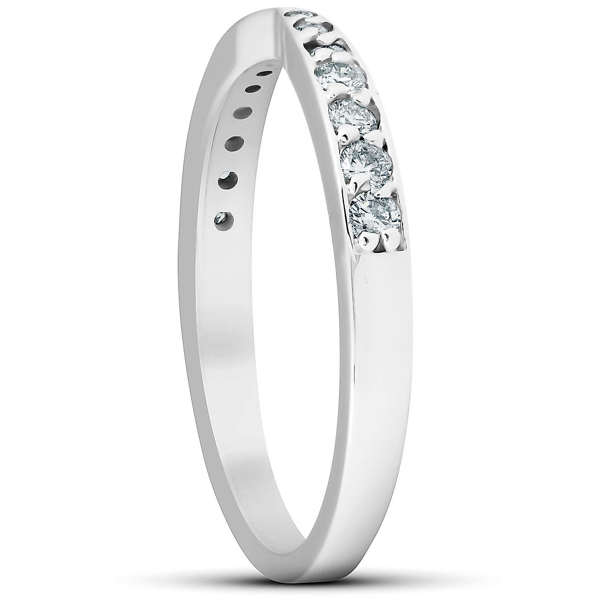 1/4Ct Diamond Stackable Tapered V Shape Womens Wedding Ring 10k White Gold - Size 8.5