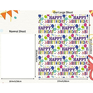 BULKYTREE Birthday Wrapping Paper with Cut Lines for Boys Girls Kids Men Women Holiday Birthday Theme Party Baby Shower - 3 Large Sheets Balloon Happy Birthday Gift Wrap - 27 Inch X 39.4 Inch Per Sheet