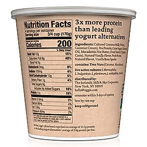 siggi's Plant-Based Coconut Blend, Vanilla – Dairy Free Snack, More Protein Than Sugar, Blue, 24 Oz