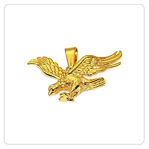 Nsitbbuery Hip Hop 18K Gold Plated Stainless Steel Animal Eagle Pendant Necklace