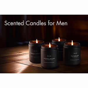 Scented Candles for Men | Lavender & Wood Scented Candle - Candle for Men, Men Candles for Home Scented, Candle Gifts for Him/Friend, Aromatherapy Candle in Black Jar