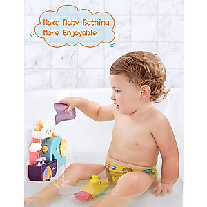 TI-TOO Baby Bath Toys, Fun Simple Physics Educational Bathtub Water Toy for Toddlers 1 2 3 + Year Old, Splash Infant Toys for Boy Girl Bath Time, Safe Colorful Skin Friendly Waterwheel Bathing Toy