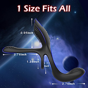 Vibrator for Couple, 3 in 1 Vibrating Cock Ring with 10 Modes, Men's Penis Vibrators, Perineum , G spot, Clitorals Stimulator for Women, Sex Novelties, Adult Sex Toys & Games Black