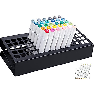 MyLifeUNIT 70 Holes Marker Organizer for Desk, Metal Multi-Level Markers Holder, Pen Storage Holding Rack for Color Pencils, Paint Brushes