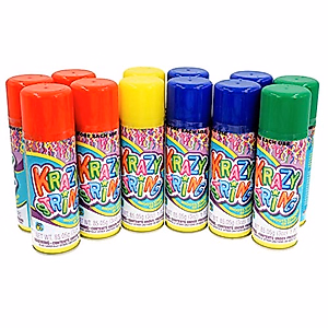 JAJA-RU Krazy String Silly Streamer Can Spray (12 Cans) Small Party Spray Can Confetti Toy for Kids and Adults. Kids' String Launcher Party Favors Stocking Stuffers Birthday Bulk Supplies. 3060-12A