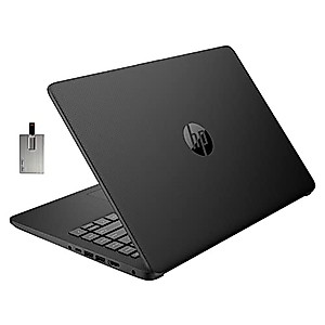 HP 2022 Stream 14" HD BrightView Laptop, Intel Celeron N4120 Processor, 8GB RAM, 64GB SSD, Intel HD Graphics, 720p Webcam, 1 Year Office 365, Black, Win 11, 32GB Snowbell USB Card