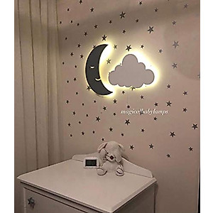 BugyBagy White Cloud Night Light for Nursery - Cloud Shape Battery Operated LED Bedroom Wall Night Light