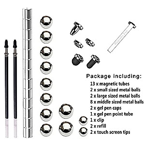 Empowline Fidget Decompression Magnetic Pen Toy Magnet Gel Pen Fidget Toy Think Ink Pen, can be Transformed into a Variety of Creative for Adult and Children Stress Relief Office Product (Silver)