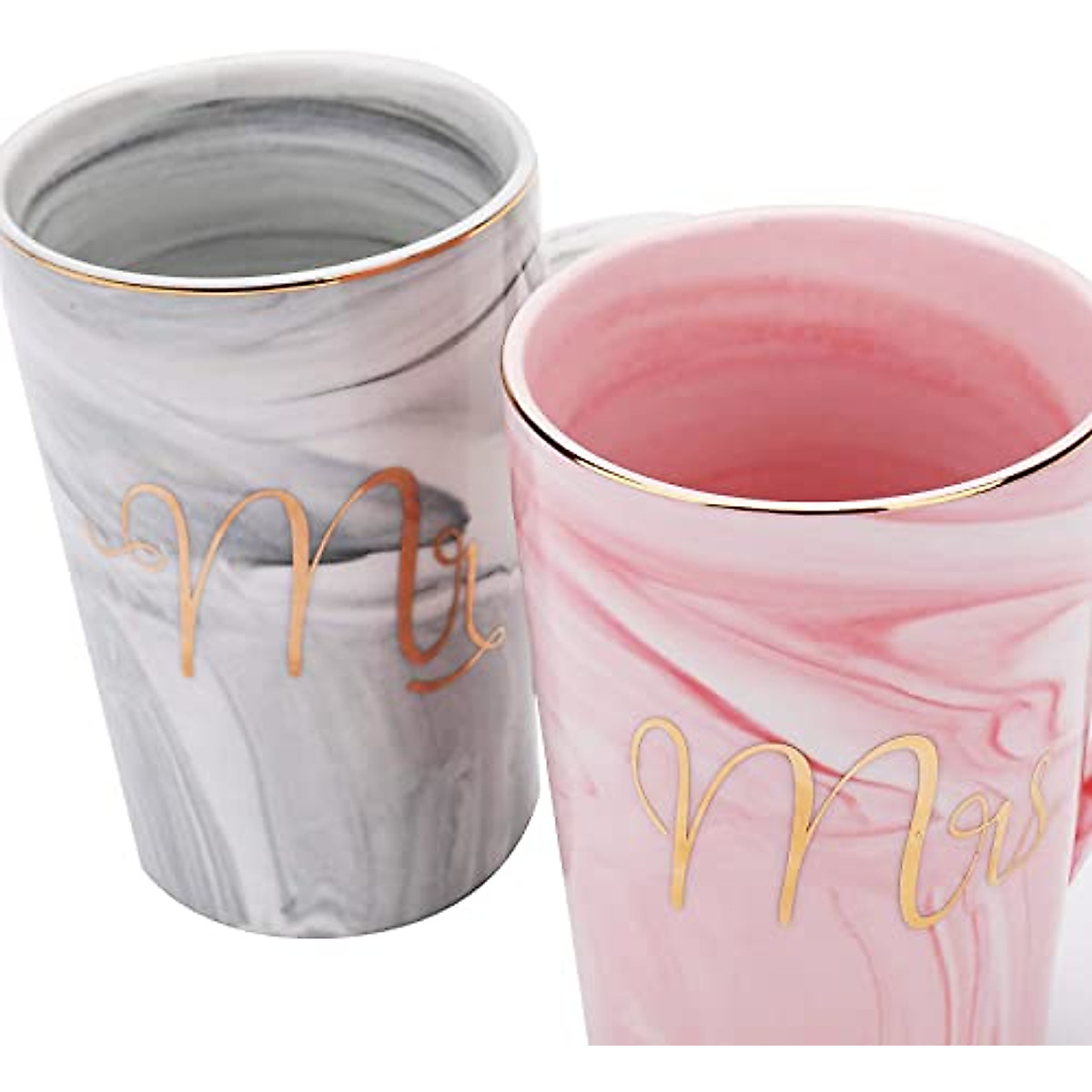 Yesland 13.5 Oz Mr and Mrs Coffee Mugs, Wedding Gifts for Couple/Bride and Groom, Ceramic Marble Cups for Bridal Shower Engagement Wedding, Married Couples Anniversary