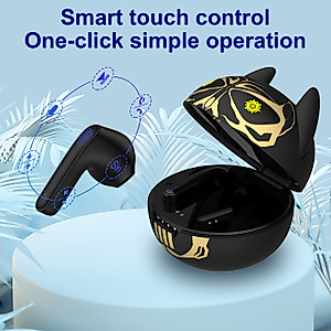 Tikgram TWS Bluetooth Earbuds,Kids Wireless Ear Bud with Cute Charging Case,Bluetooth 5.1smart Touch,HiFi Stereo,IPX5 Waterproof 36H Playtime Earphones for Teens,for iOS and Android