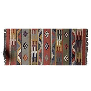 iinfinize Handwoven Kilim Area Rug Decorative Wool Jute Runner for Living Room, Dining Room Rug, Bedroom Carpet 4x6 Feet Rectangle Boho Meditation Mat