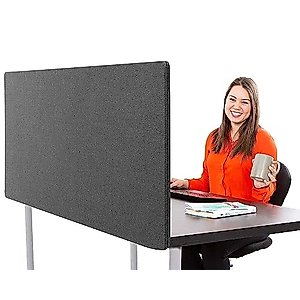 Stand Steady ClipPanel Desk Mounted Privacy Panel | Height Adjustable Desk Divider| Easy Clamp on Privacy Screen or Modesty Panel - Reduces Up to 85% of Noise | (Charcoal / 60" x 24")