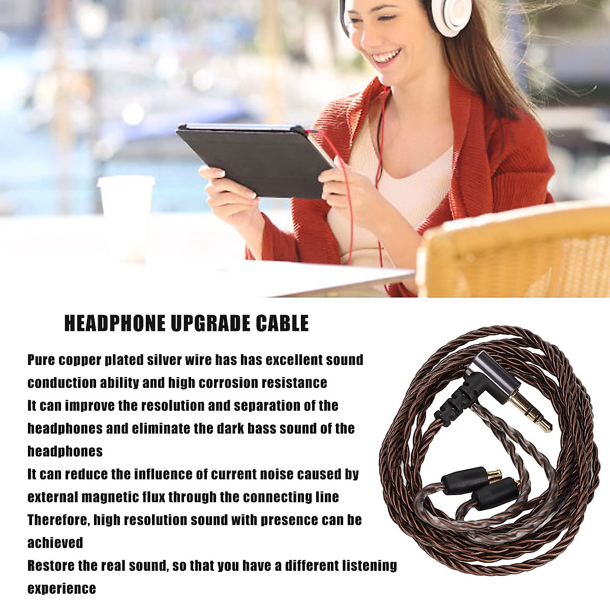 BesCable Earphone 3.5mm Cable Replacement Silver Plated OFC PVC Wire Upgrade Replacement MMCX Connection Detachable Cable Compatible for ATH E50 E70 LS300 CKS1100 A2DC Connector Headphones