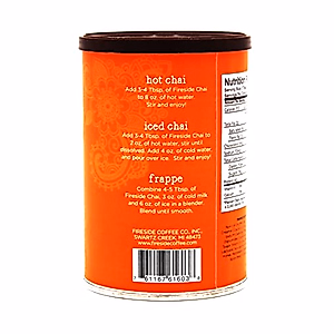 Fireside Coffee Company - Vanilla Chai Tea Latte - 2 Pack of 8 oz Canisters - Easy Instant Flavored Chai Tea Served as Hot Chai, Iced Chai, or Frappe - Vanilla Chai Tea Latte