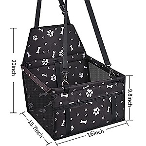 SWIHELP Dog Car Seat Travel Carrier Doggie Booster Cage, Oxford Breathable Folding Soft Washable Travel Bags for Cats or Other Small