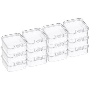PATIKIL 1.8x1.8x1 Inch Clear Storage Box with Hinged Lid, 12Pack Plastic Stackable Rectangle Organizer Container for Bead Jewelry Small Item Art Craft Project