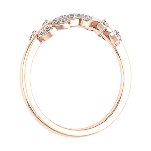 10K Rose Gold Diamond Nature Wedding Band (0.15 Carat) (Ring Size 7.25)