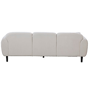 kevinplus 84'' Beige Velvet Sofa Couch for Living Room, Modern Mid-Century Cute 3 Seater Sofa with 2 Pillows, Small Sofa Couch for Bedroom Apartment Small Space, Solid Wooden Legs, Beige