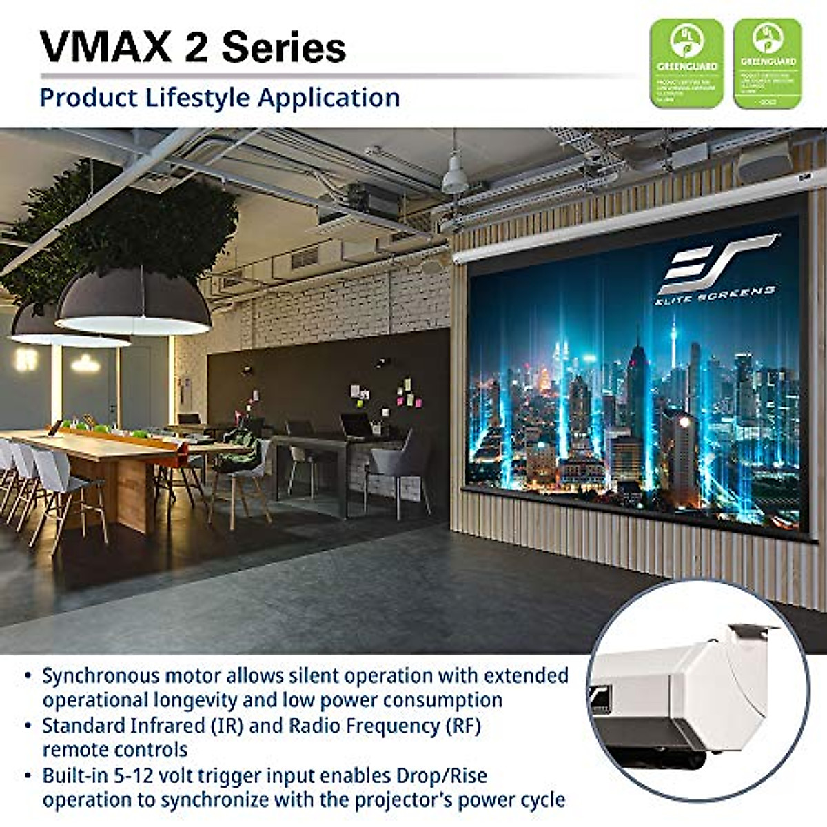 Elite Screens VMAX2, 120-inch 16:9, Wall Ceiling Electric Motorized Drop Down HD Projection Projector Screen, VMAX120XWH2