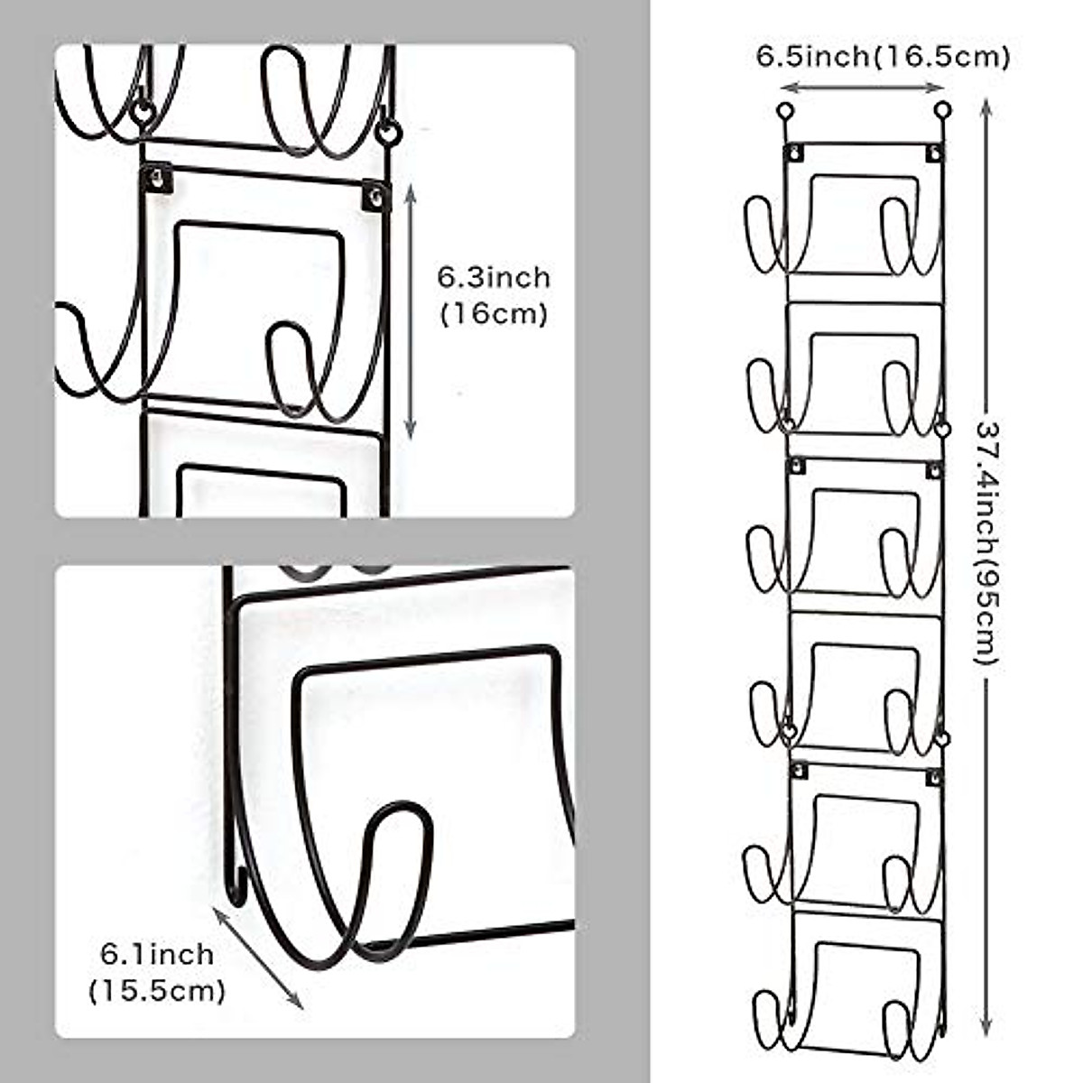 EZOWare 6 Wine Bottle Wall Mounted Metal Holder Rack, Detachable Multipurpose 6 Level Towel Storage Organizer Shelf