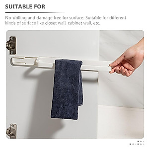 2pcs Sliding Rack Hand Towel Rack Punch Towel Wall Mounted Towel Holder Bathroom Towel Rods Coat Hangers Space Saving Towel Bar Organizer Stand Baby Rag Rack White Abs Scarf