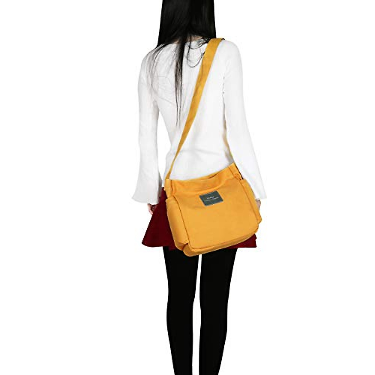 Iswee Women’s Canvas Shoulder Bag Small Hobo Purse and Handbag Crossbody Bag Messenger Bags (Black)