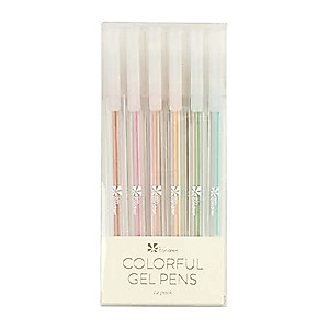 Erin Condren Designer Desk Accessories - Gold Gel Pen in Mid Century Circles Gift Box - Refillable Black Ink. Features Gel Ink, Black Colored Ink, Gold Metal Barrel